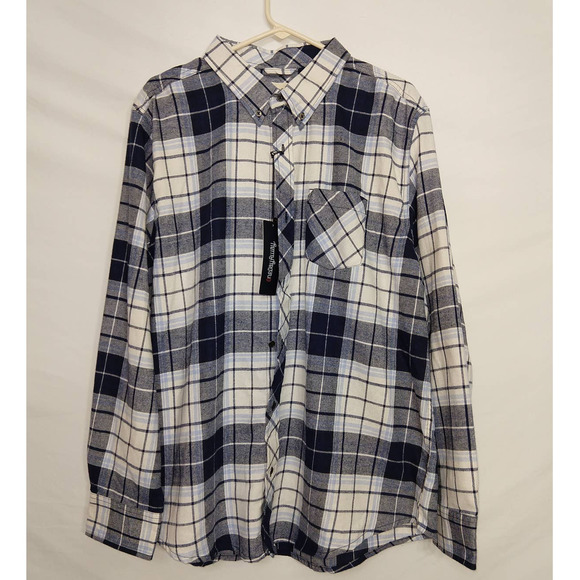 One Allium Way | Shirts | One Day Away Plaid Flannel Cotton Blue White ...